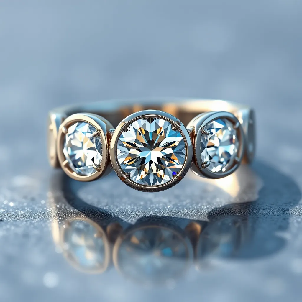 Three Stone Diamond Rings with Bezel Settings